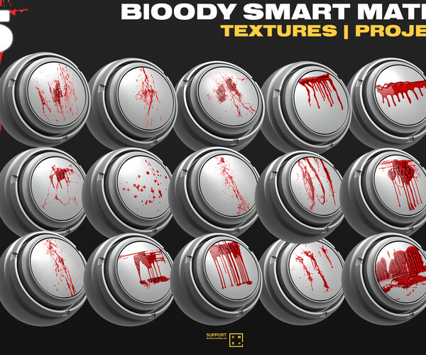 ArtStation - 45 BLOOD Smart Materials, Stamps | Stencils [PBR Textures ...