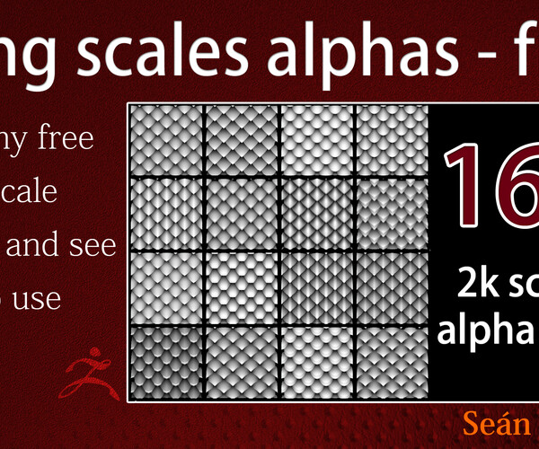ArtStation - 16 x 2k tiling scales alpha maps | Brushes