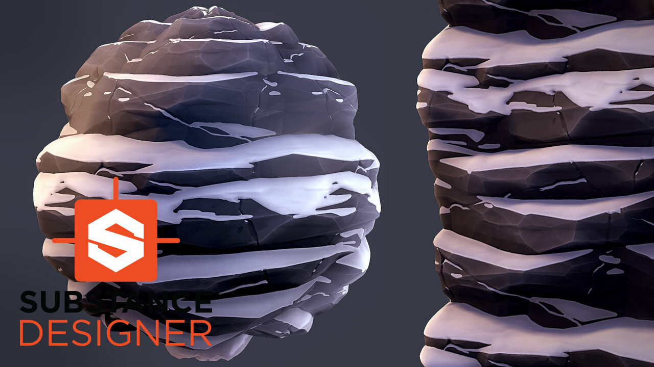 ArtStation - Stylized Cliff with Snow - Substance Designer | Game Assets