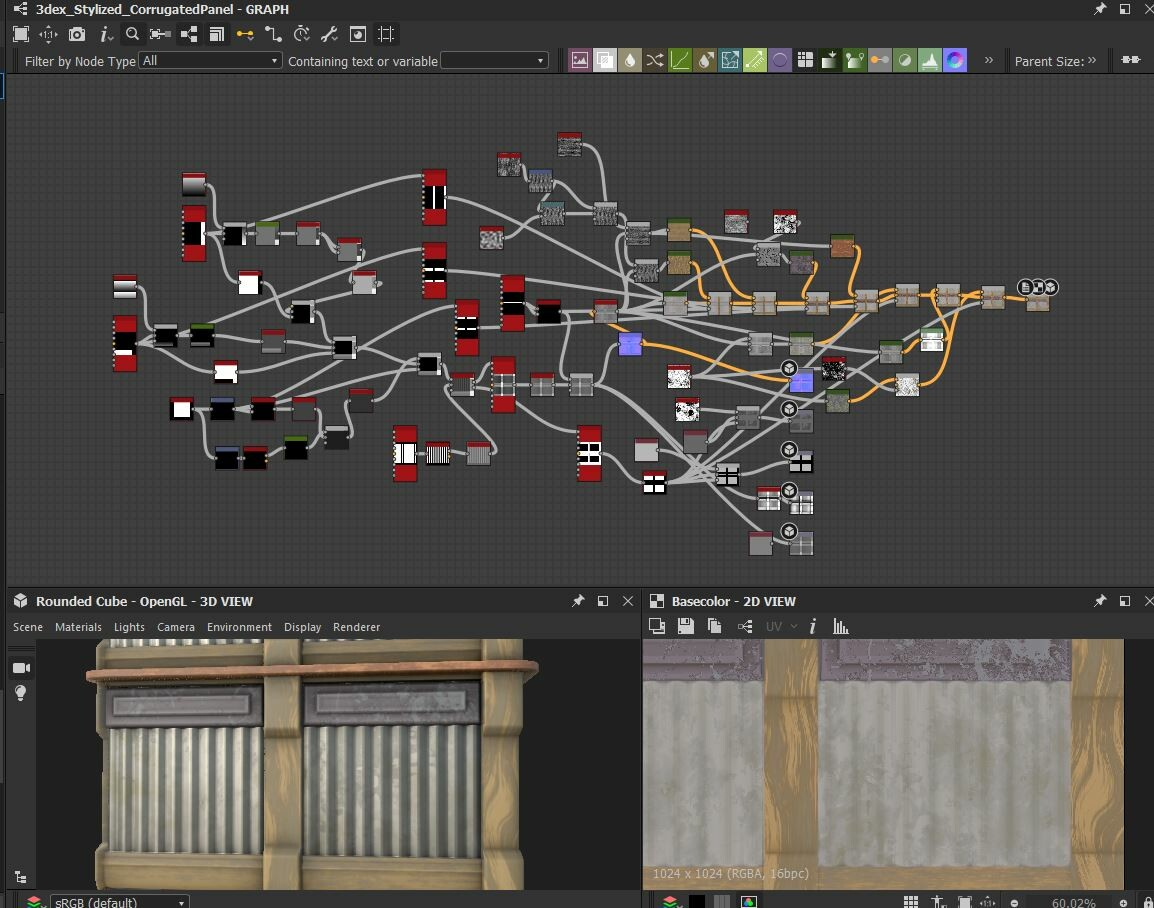 ArtStation - Stylized Corrugated Metal Panel - Substance Designer ...