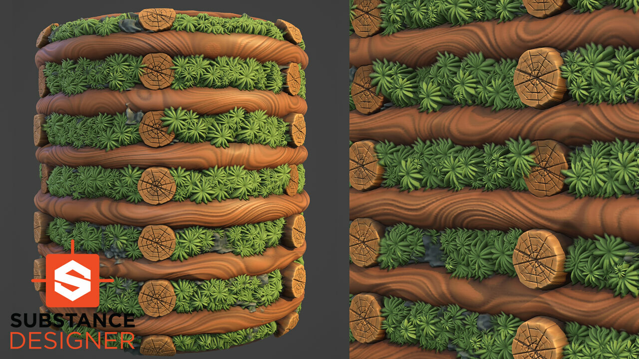 ArtStation - Stylized Log Wall - Susbtance Designer | Resources
