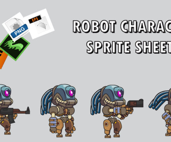 ArtStation - 2D Robot Game Character Sprite sheet | Game Assets