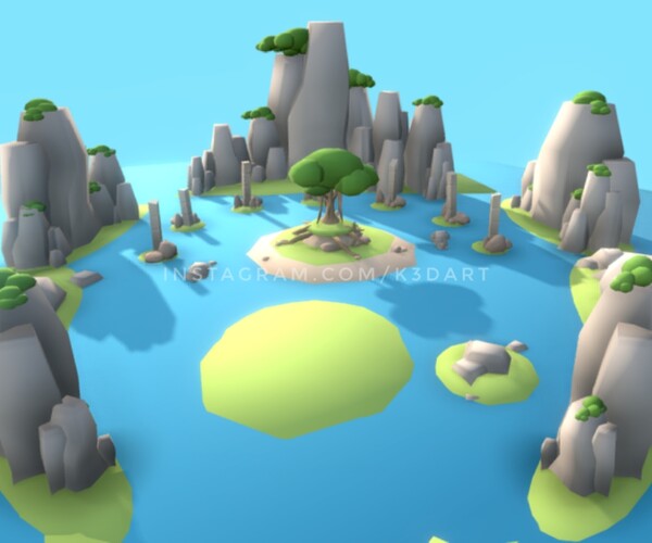 ArtStation - Fantasy island 2 - Low poly Game level | Game Assets