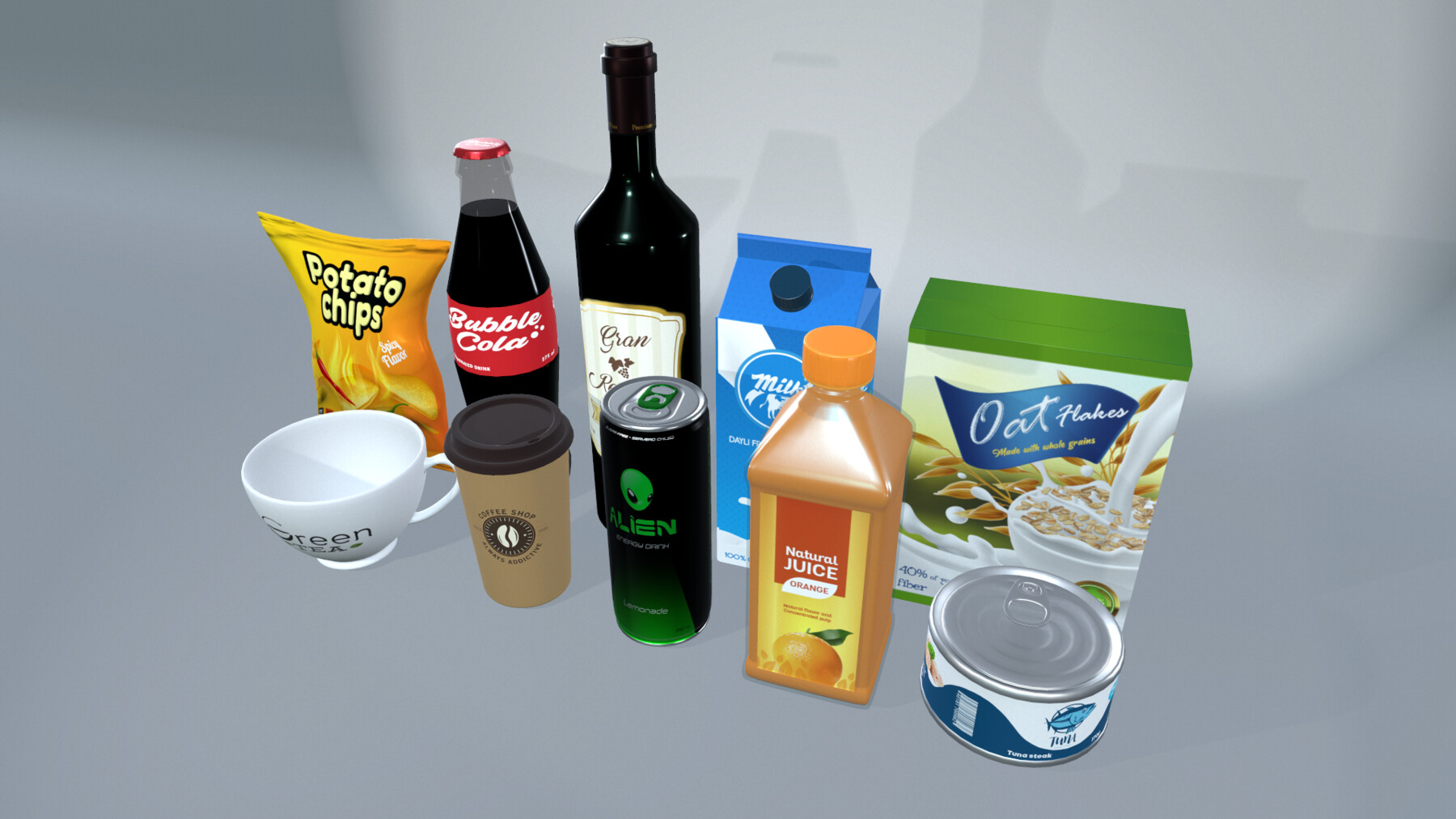 ArtStation - Pack of 10 Products - Food and Beverage - Game Ready Low ...