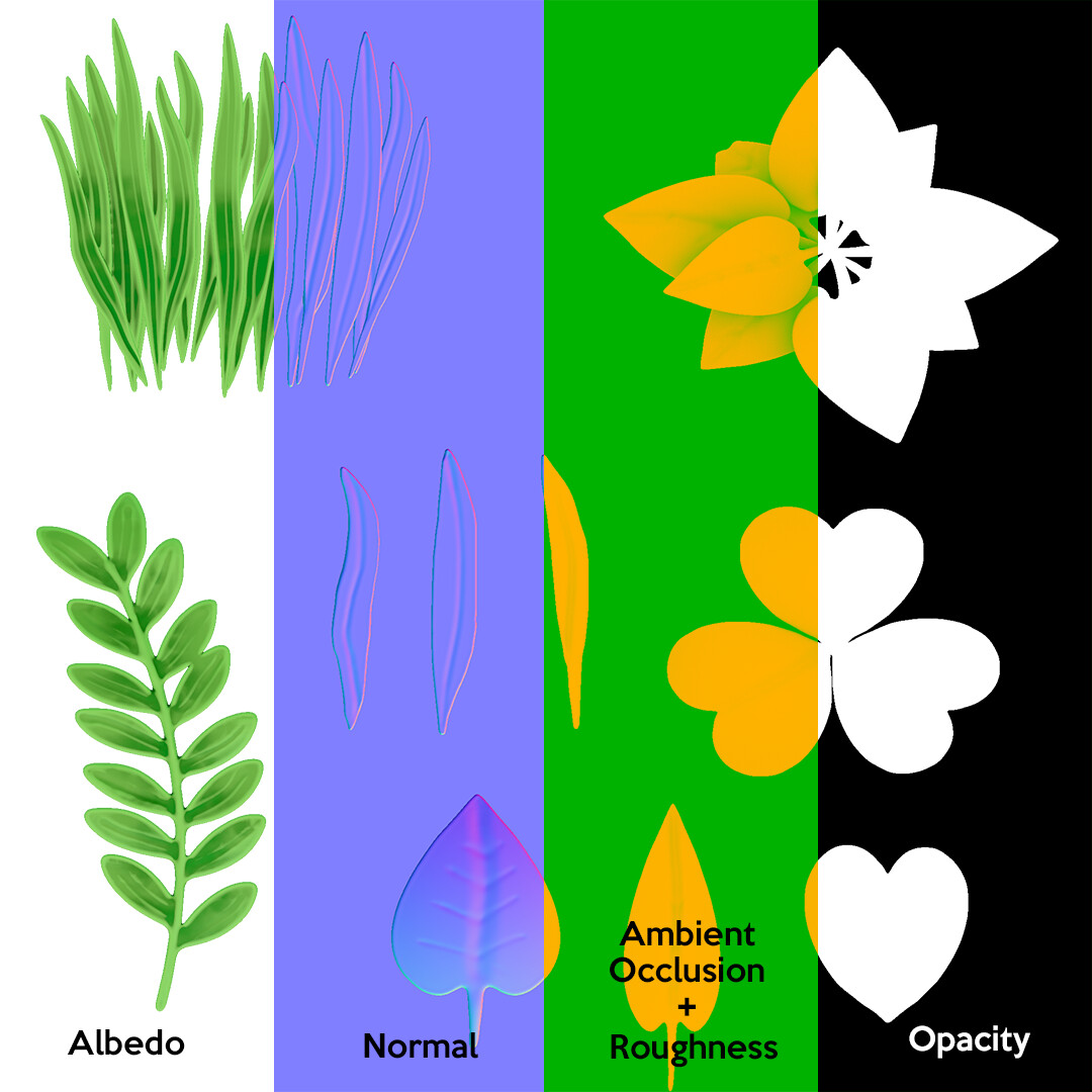 ArtStation - Collection Stylized Plants - Game Ready Low-poly 3D model ...