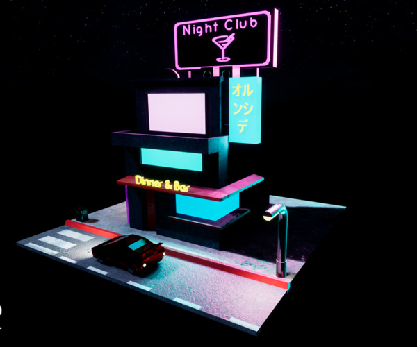 ArtStation - Cyberpunk Building - Low Poly Game Ready Low-poly 3D model ...