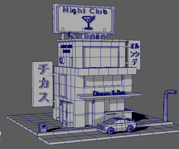 ArtStation - Cyberpunk Building - Low Poly Game Ready Low-poly 3D model ...