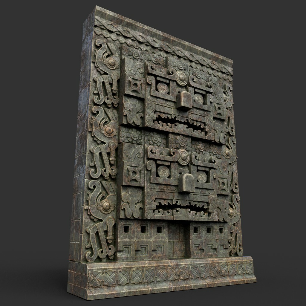ArtStation - Low poly Mayan Inca Aztec Wall Modular Pack Mossy 210616 ...
