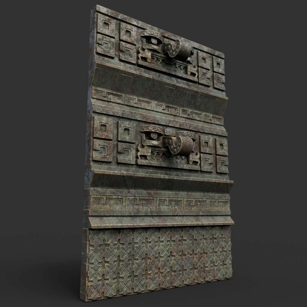 ArtStation - Low poly Mayan Inca Aztec Wall Modular Pack Mossy 210616 ...