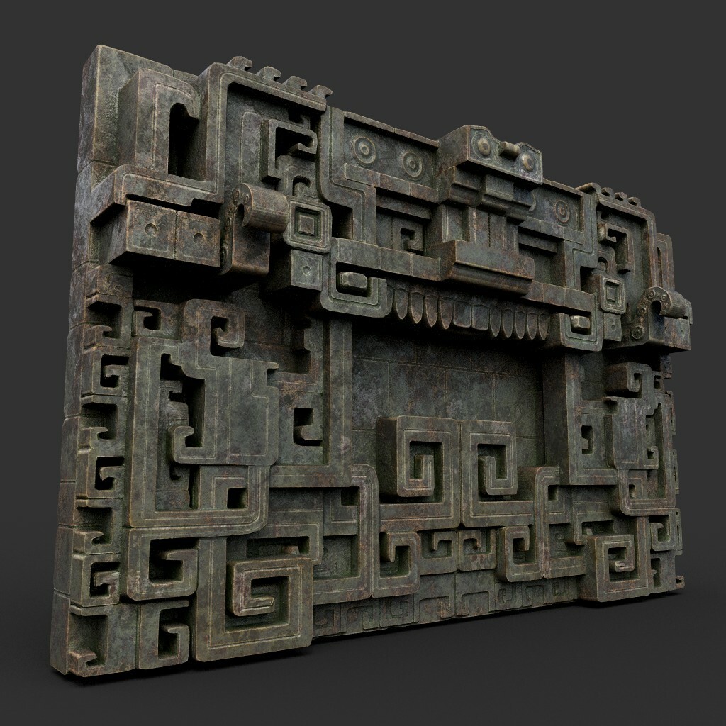 ArtStation - Low poly Mayan Inca Aztec Wall Modular Pack Mossy 210616 ...