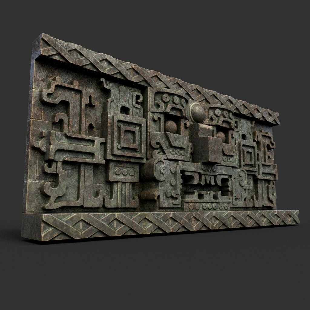 ArtStation - Low poly Mayan Inca Aztec Wall Modular Pack Mossy 210616 ...