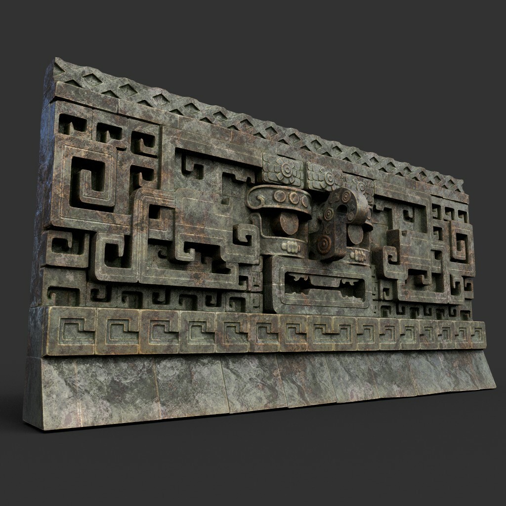 ArtStation - Low poly Mayan Inca Aztec Wall Modular Pack Mossy 210616 ...
