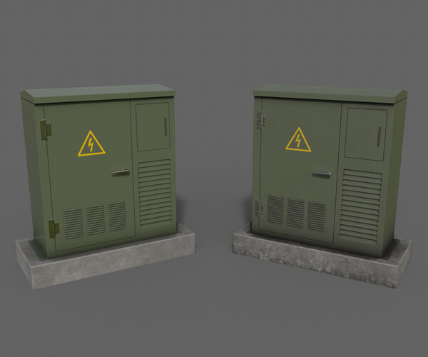 ArtStation - PBR Electric Box GreenGrey | Game Assets