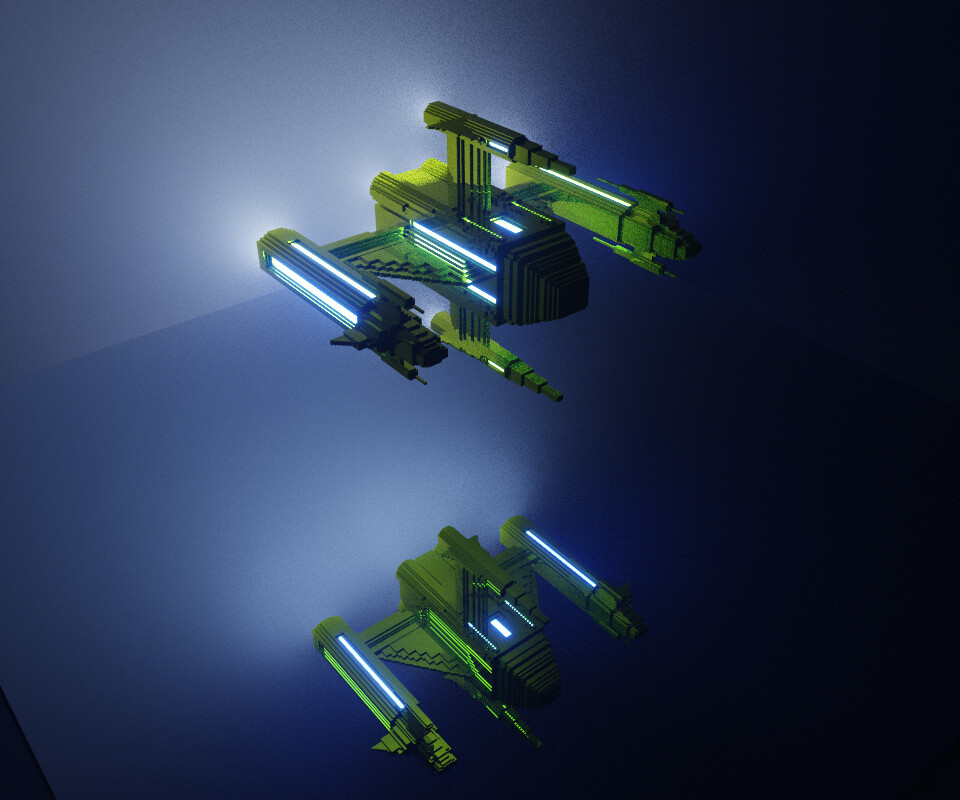 ArtStation - 3d voxel space ship | Game Assets