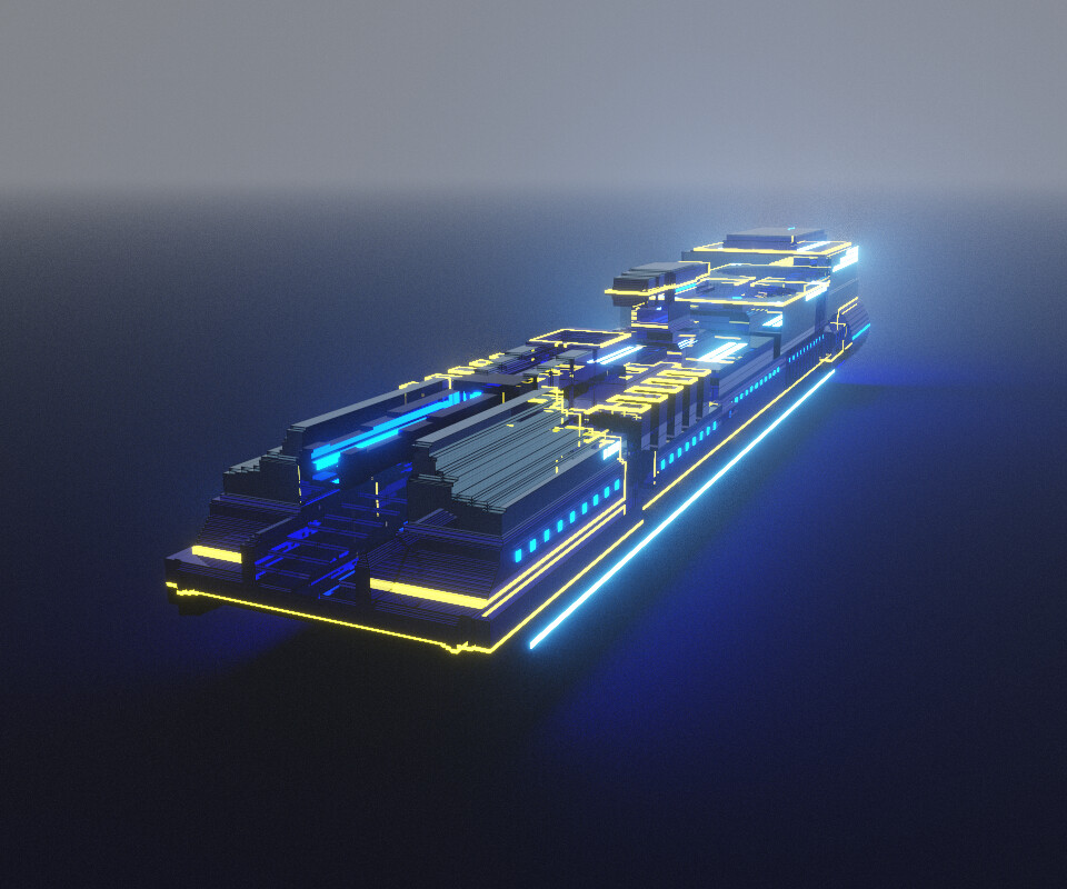 ArtStation - 3d voxel big space ship 2 | Game Assets