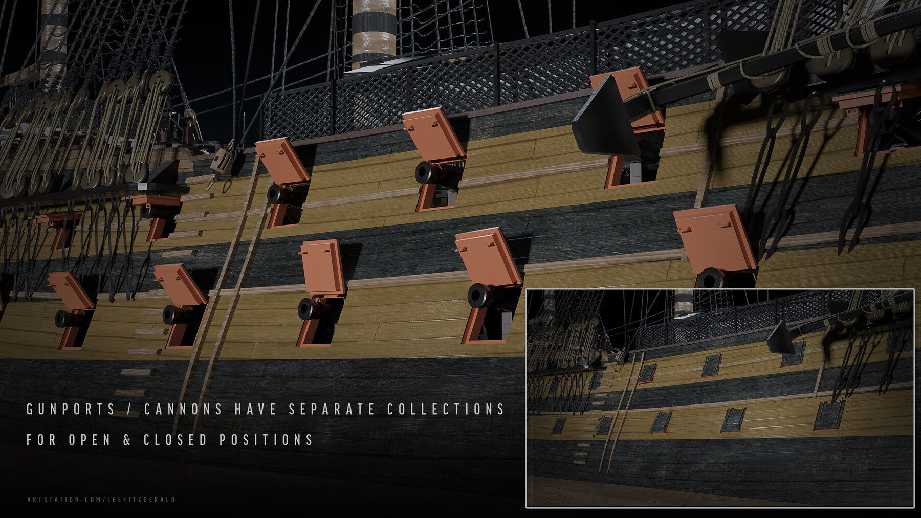 ArtStation - HMS Leopard - Galleon / Pirate Ship 3D Model | Resources