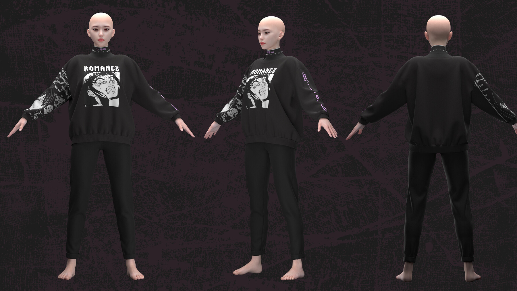 ArtStation - Clo3d/Marvelous designer Female Grunge outfit. Zprj/Obj ...