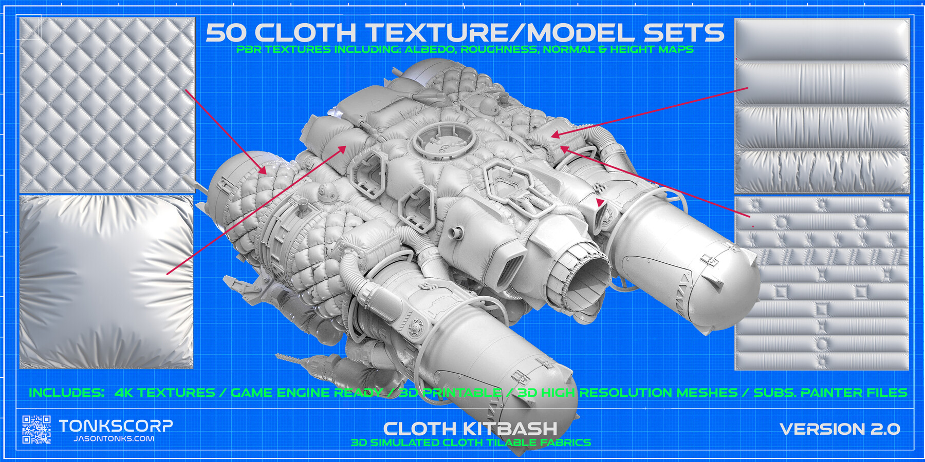 ArtStation - 50 CLOTH TEXTURE/MATERIAL SETS & MODELS | Game Assets
