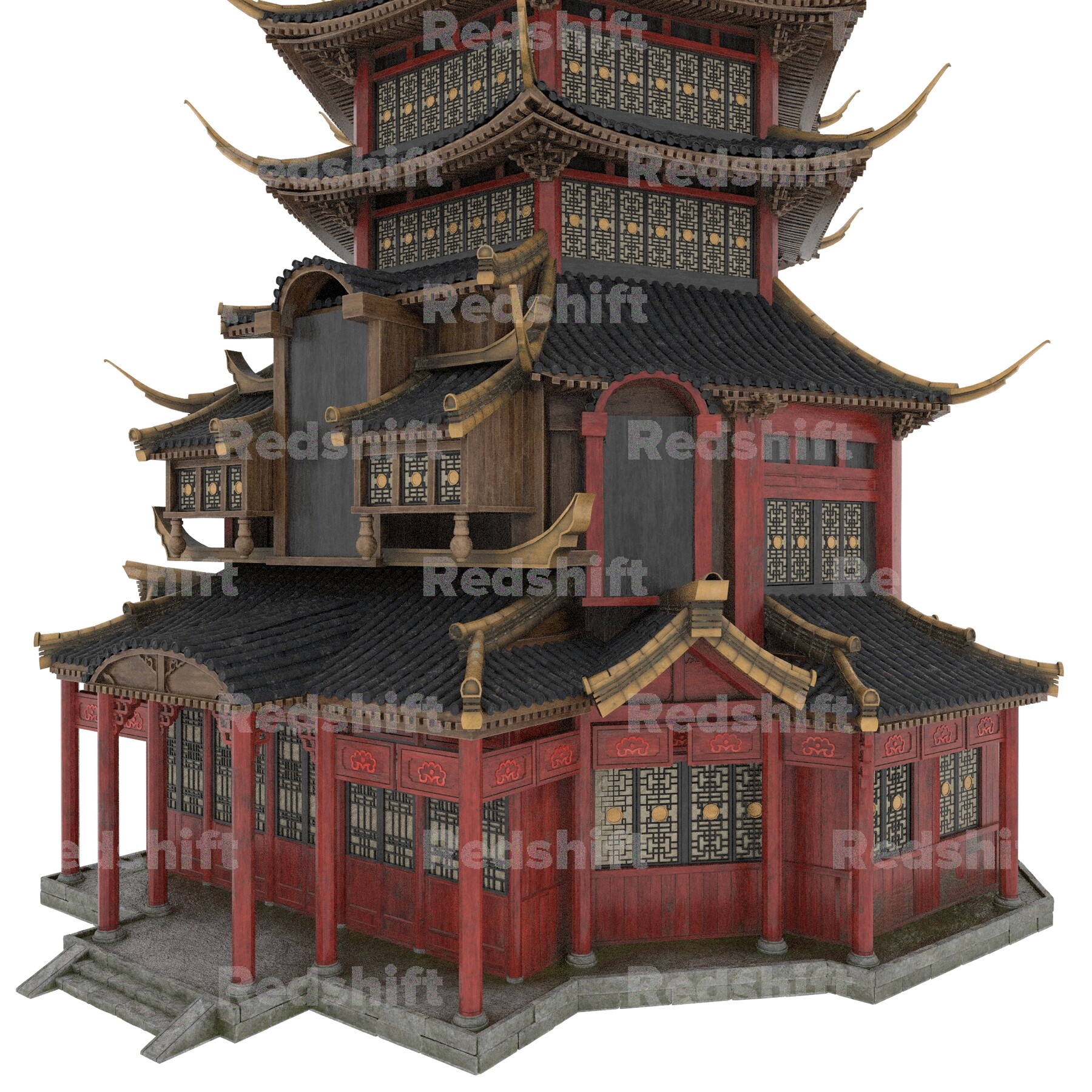 ArtStation - Chinese style ancient architecture tower J | Resources