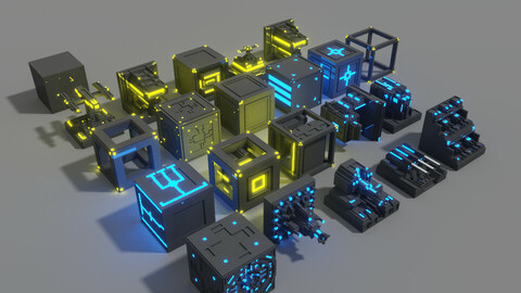 ArtStation - 3d voxel space ship station | Game Assets