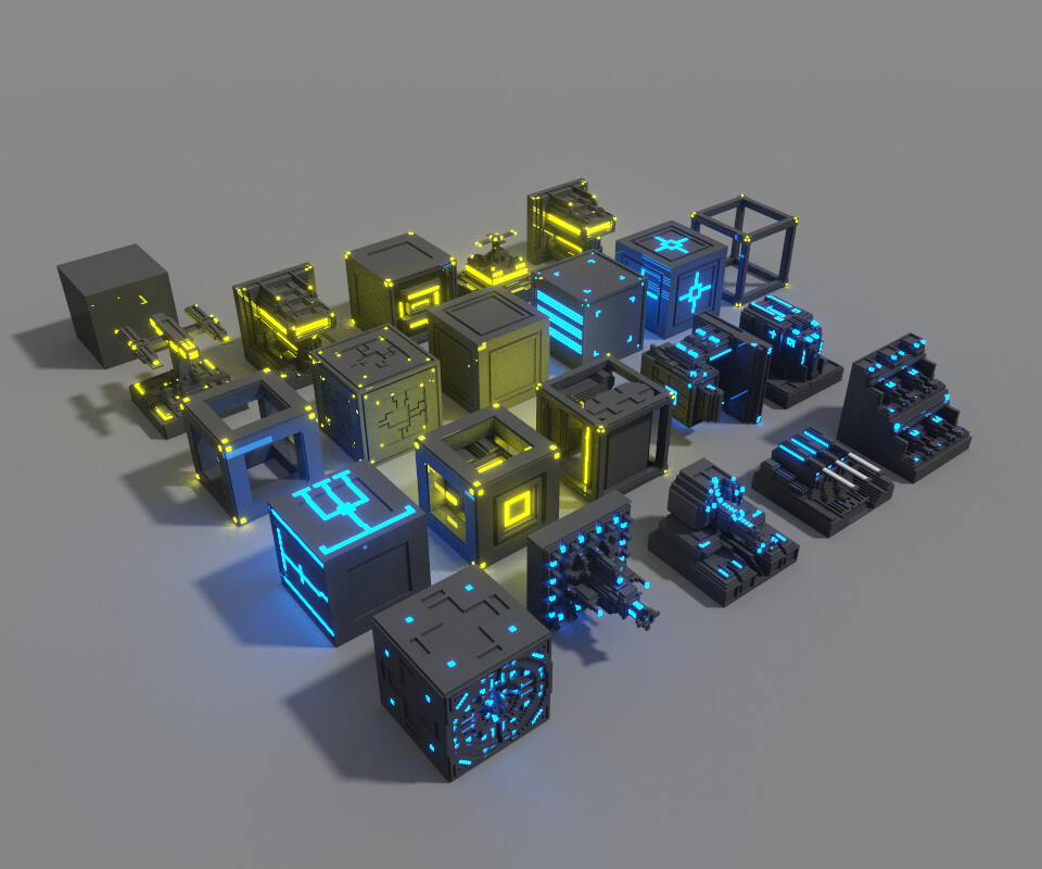 Artstation 3d Voxel Game Asset Space Ship Game Assets