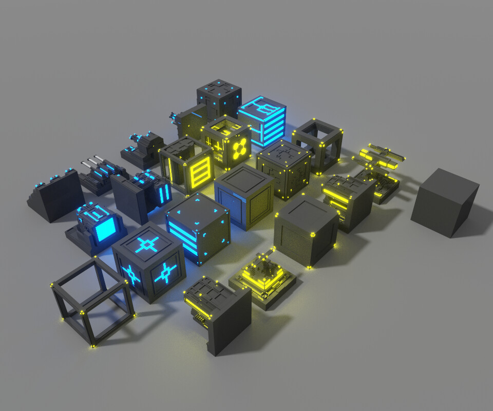 ArtStation - 3d voxel game asset space ship | Game Assets