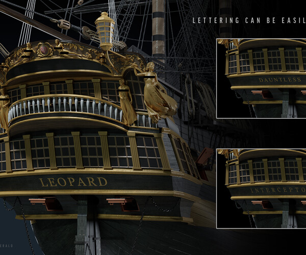 ArtStation - HMS Leopard - Galleon / Pirate Ship 3D Model | Resources