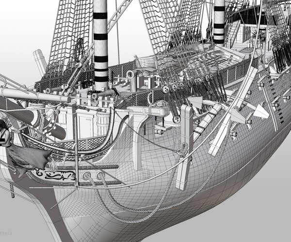 ArtStation - HMS Leopard - Galleon / Pirate Ship 3D Model | Resources
