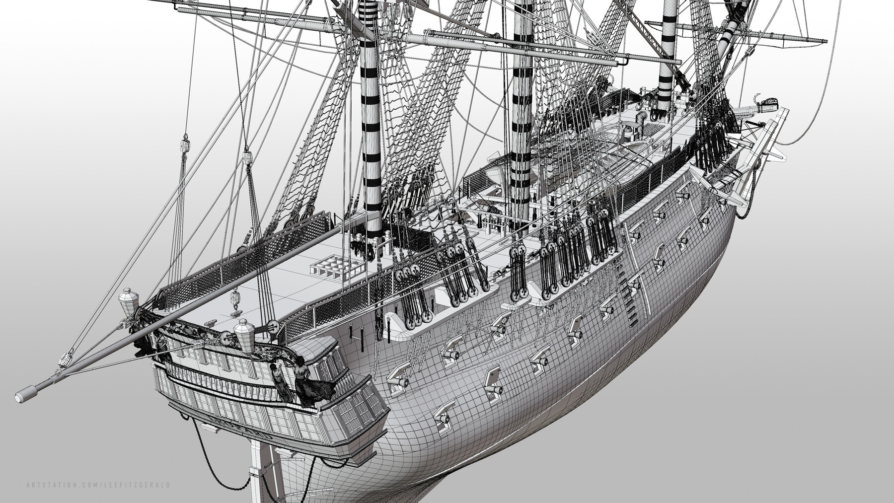 ArtStation - HMS Leopard - Galleon / Pirate Ship 3D Model | Resources
