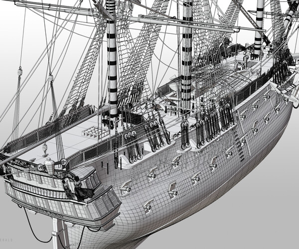 ArtStation - HMS Leopard - Galleon / Pirate Ship 3D Model | Resources