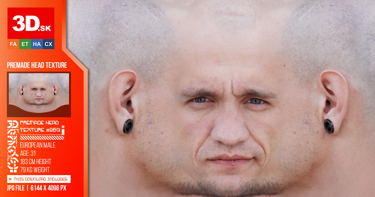 ArtStation - Male High Res Head Texture 263 | Game Assets