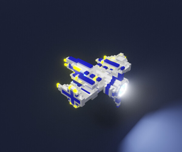 ArtStation - 3d voxel space ship fighter | Game Assets