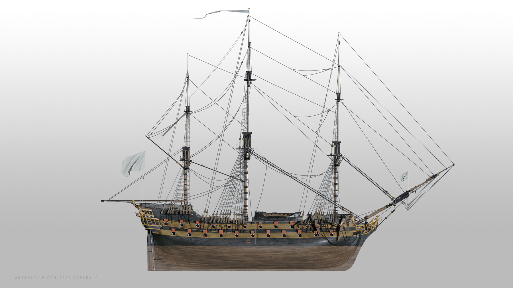 ArtStation - HMS Leopard - Galleon / Pirate Ship 3D Model | Resources