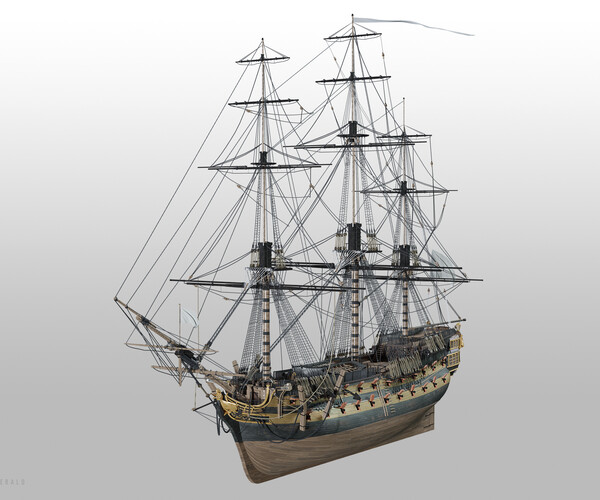 ArtStation - HMS Leopard - Galleon / Pirate Ship 3D Model | Resources