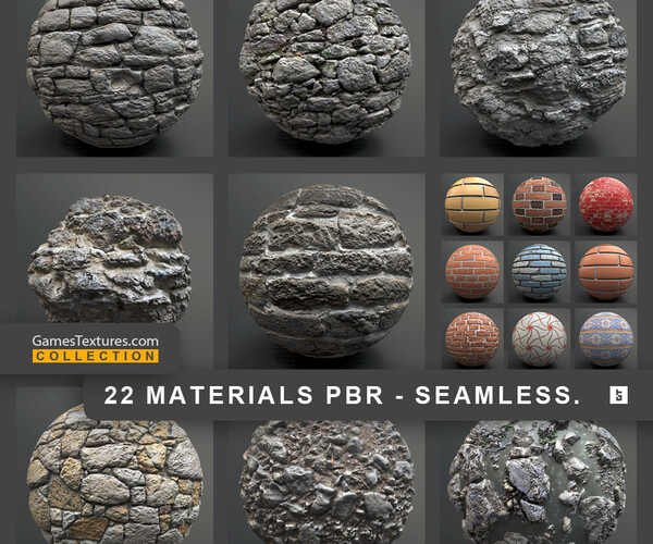 ArtStation - 22 Wall, Stone COLLECTION OF PBR MATERIALS IN ONE PACK ...