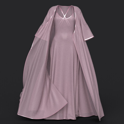 ArtStation - Digital silk set / chemise and robe /marvelous designer ...