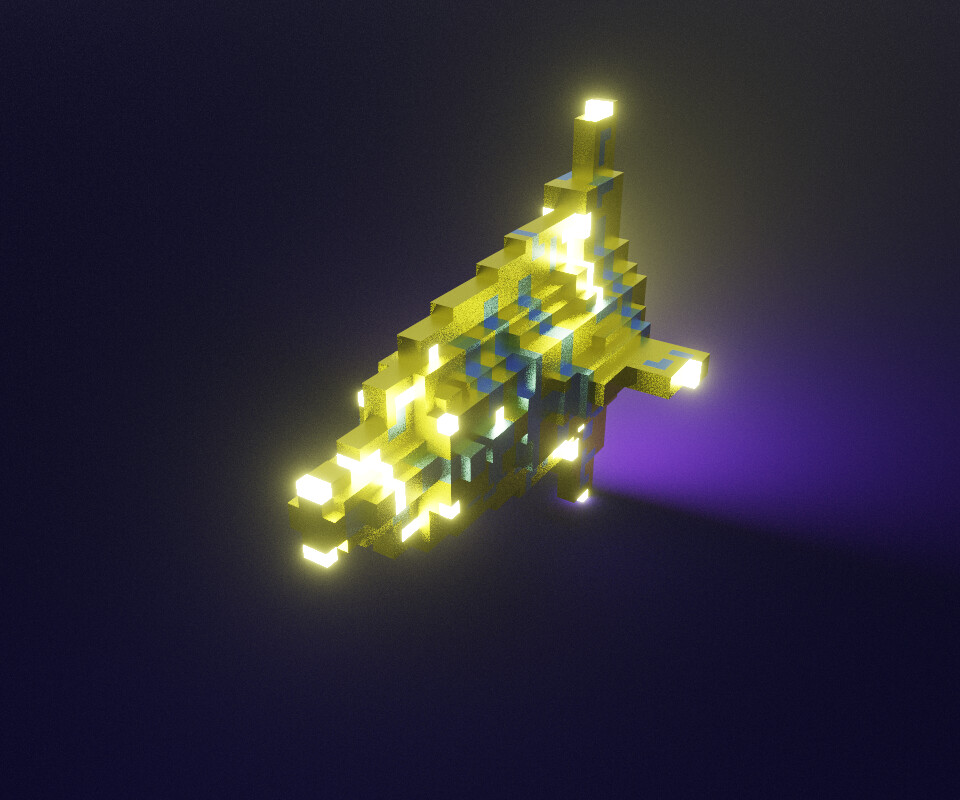 ArtStation - 3d voxel space ship fighter | Game Assets