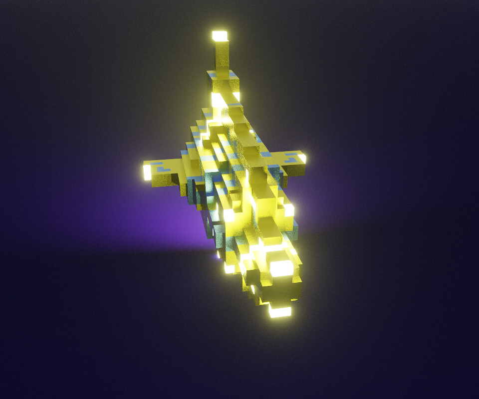 ArtStation - 3d voxel space ship fighter | Game Assets