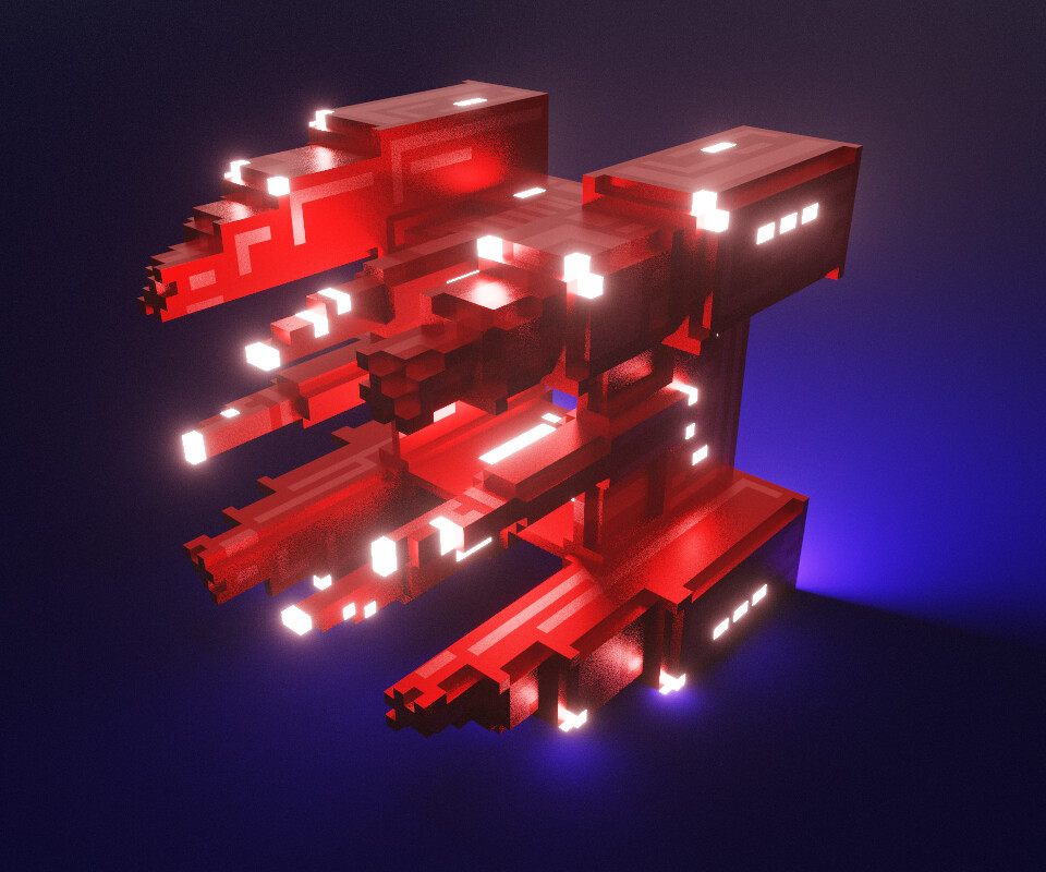 ArtStation - 3d voxel space ship fighter | Game Assets
