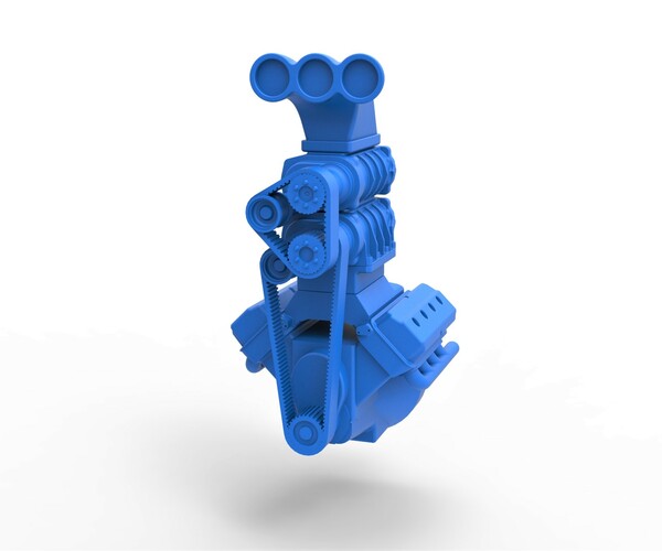 ArtStation - Diecast 3D printable V8 engine with double supercharger ...