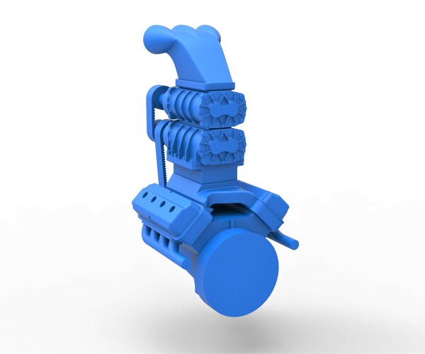 ArtStation - Diecast 3D printable V8 engine with double supercharger ...