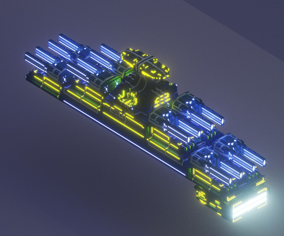 ArtStation - 3d voxel iso space ship | Game Assets