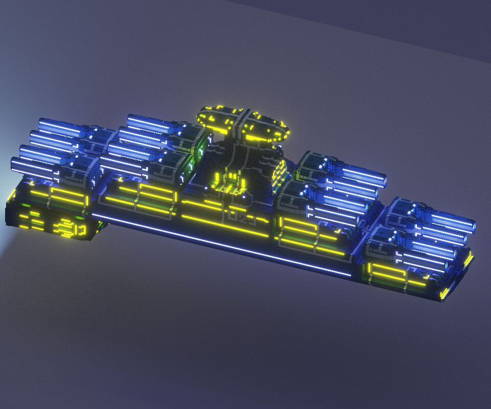 ArtStation - 3d voxel iso space ship | Game Assets