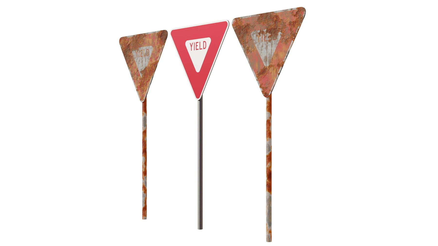 ArtStation - Yield Road Signs Rusted Old and Clean versions Low-poly 3D ...