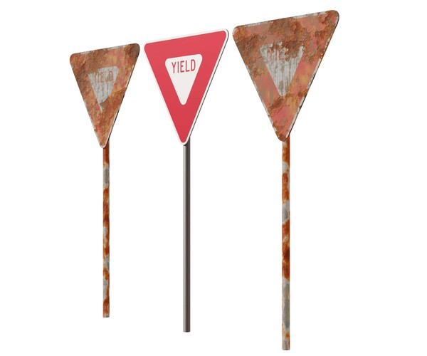 ArtStation - Yield Road Signs Rusted Old and Clean versions Low-poly 3D ...