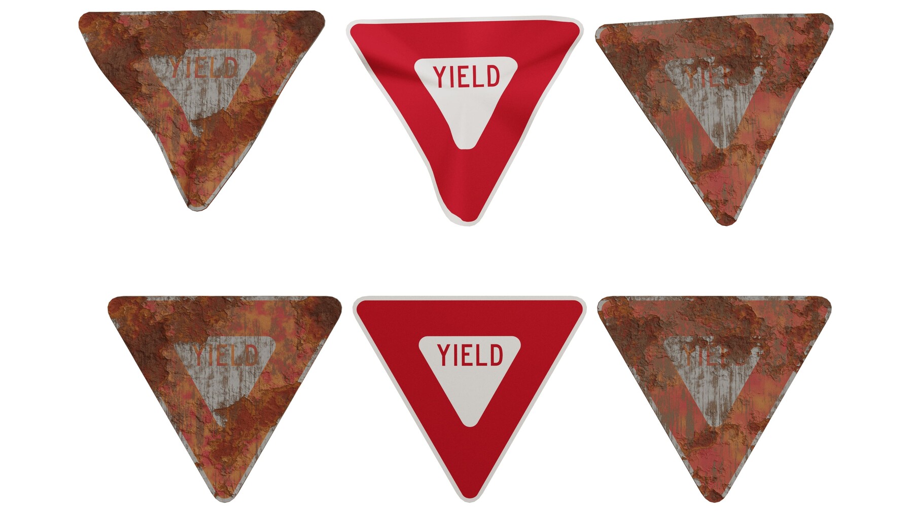 ArtStation - Yield Road Signs Rusted Old and Clean versions Low-poly 3D ...