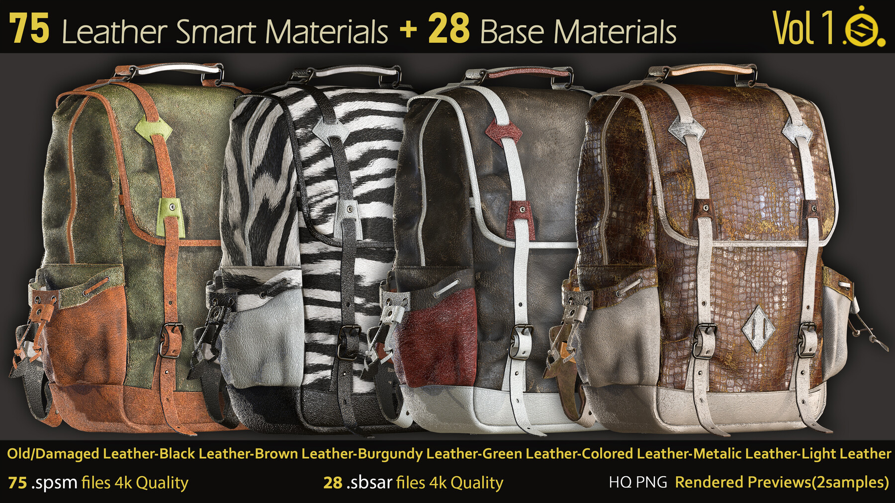 ArtStation - 75 Leather Smart Materials+28 Base Materials-Substance ...