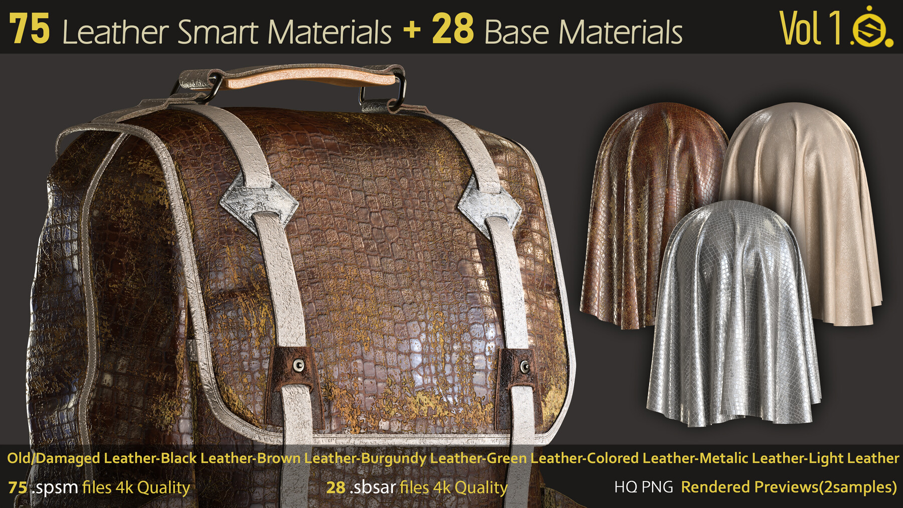 ArtStation - 75 Leather Smart Materials+28 Base Materials-Substance ...