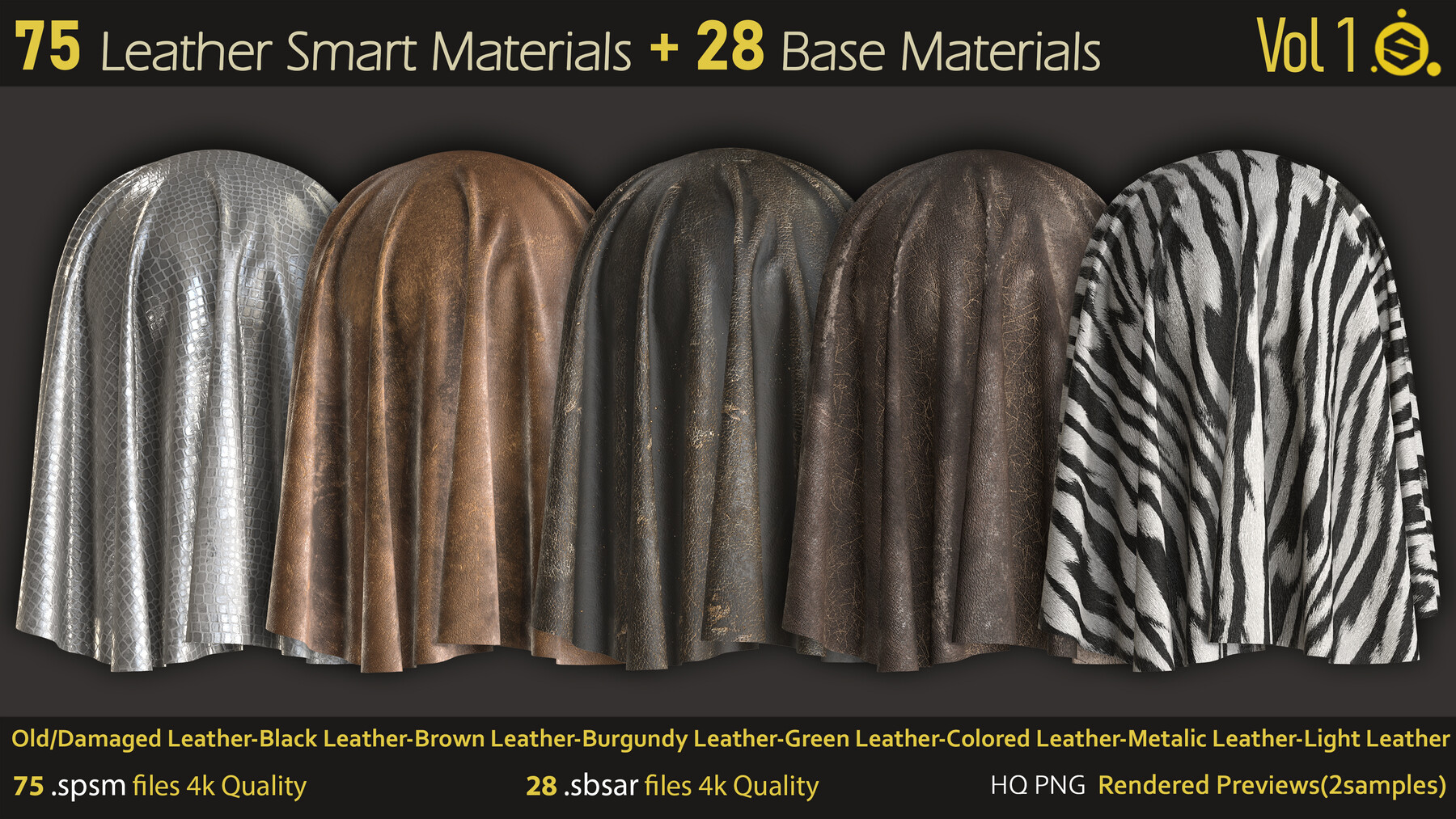 ArtStation - 75 Leather Smart Materials+28 Base Materials-Substance ...