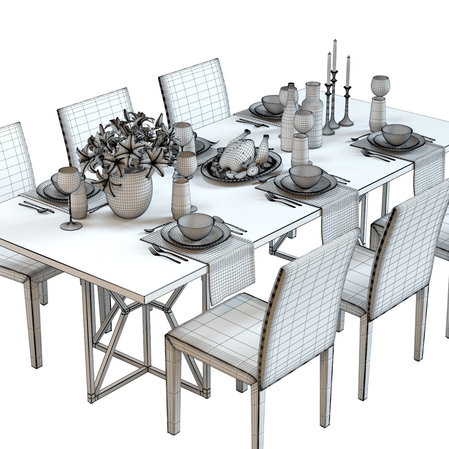 ArtStation - 3D Model / Table Set with Food 01 / Crate&Barrel Furniture ...